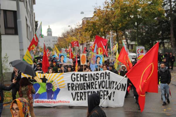 ANF | Thousands demonstrate for Rojava in Basel