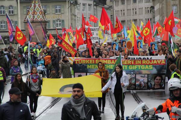 ANF | Thousands demonstrate for Rojava in Basel