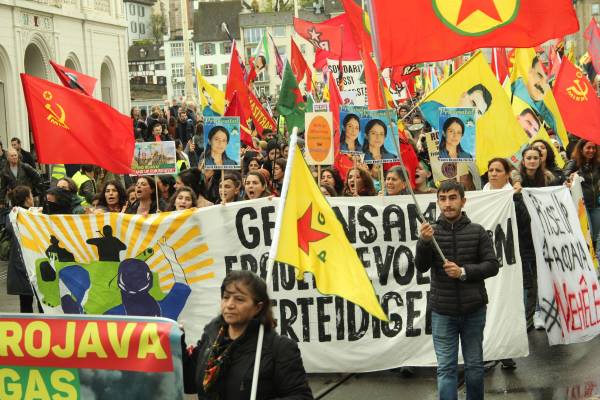 ANF | Thousands demonstrate for Rojava in Basel