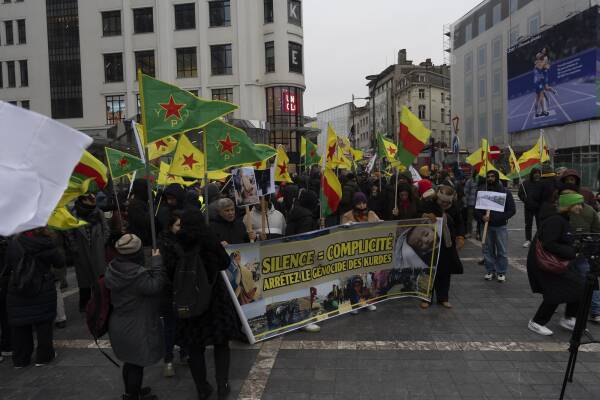 ANF | Kurds march to the European Parliament, calling for action for Rojava